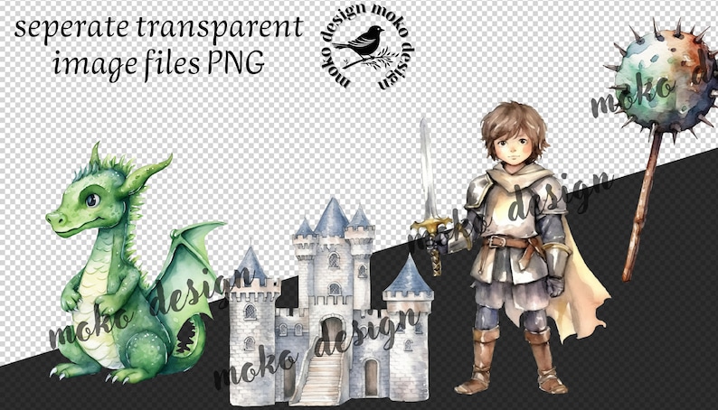 18 Watercolor Medieval Knights Clip Art Middle Age Castle Clipart ...