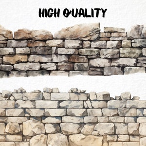 Watercolor Stone Wall Borders 23 Png Clipart Bundle, DIY Graphics ...