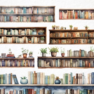 Watercolor Book Borders 62 Clipart Bundle, DIY Library Graphics ...