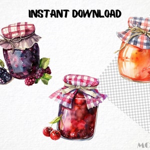 Watercolor Homemade Fruit Jam Clipart 35 Png, Breakfast Spread Graphics ...