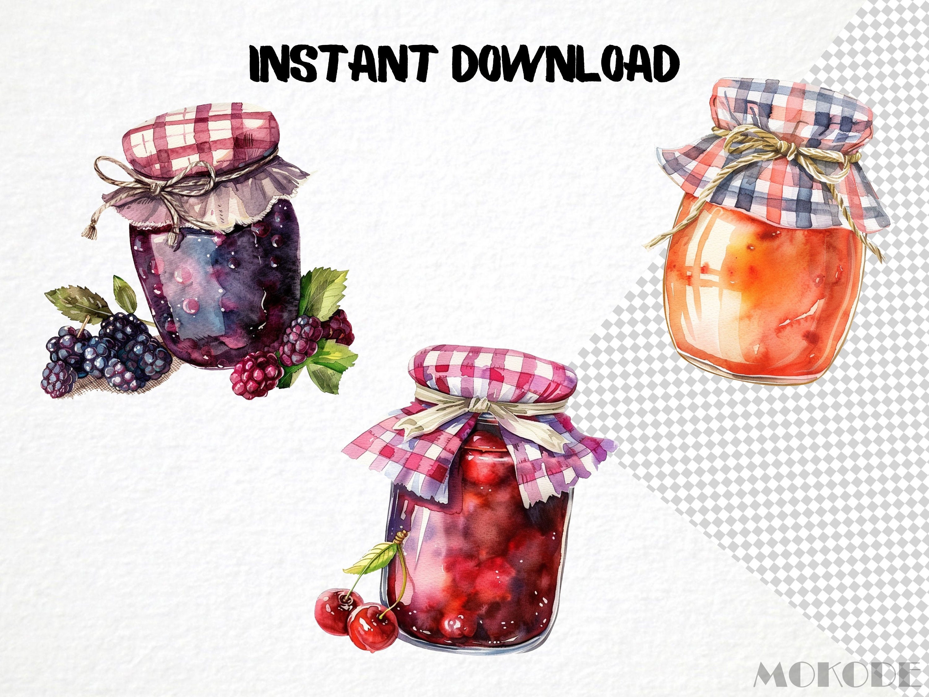 Watercolor Fruit Jam Clipart, Breakfast Spread Graphics (35 PNG) - Etsy