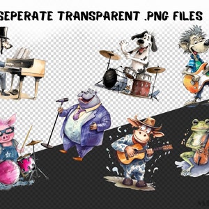 Funny Musical Animals Clipart 38 Png, Cute Animals Playing Guitar ...