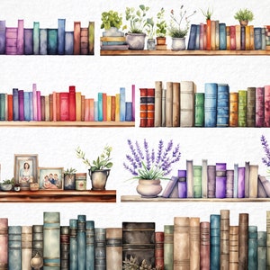 Watercolor Book Borders - 62 Clipart Bundle, DIY Library Graphics ...