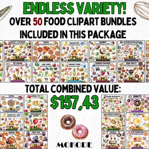 Food Megabundle Clipart, 2500 Png, Watercolor Fruits and Vegetables ...