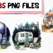 Van Life Campers Clipart, Set of 35, Watercolor Cute Caravan Camping ...