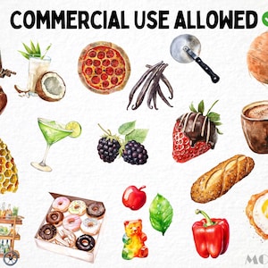 Food Megabundle Clipart, 2500 Png, Watercolor Fruits and Vegetables ...