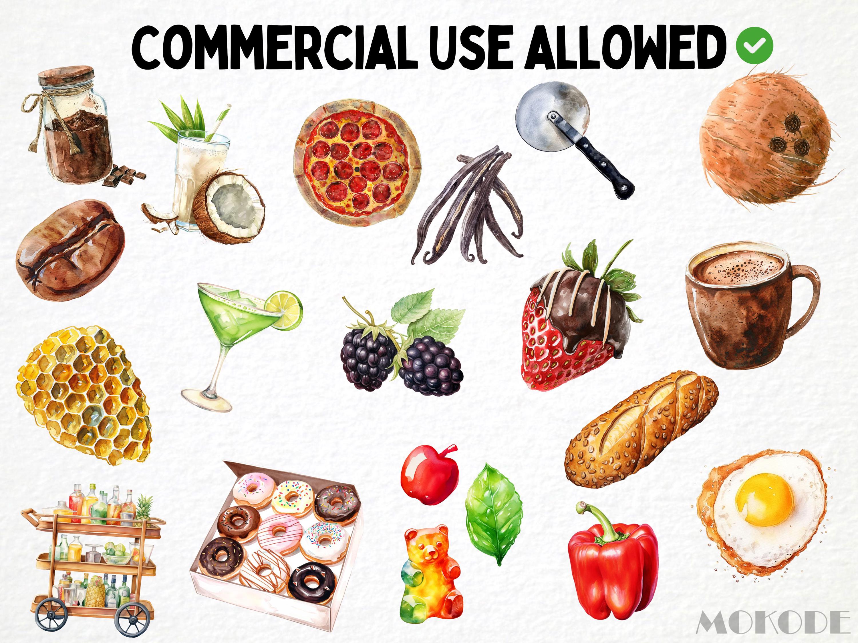 Watercolor Food Clipart Megabundle, 2500+ PNG Graphics (digital Prints ...