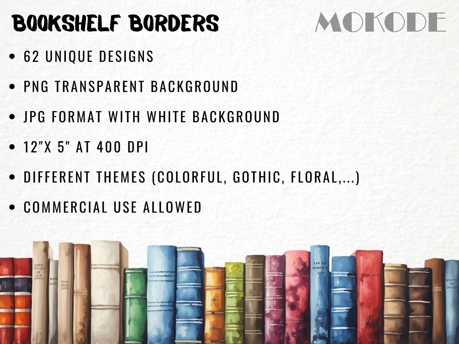 Watercolor Book Borders 62 Clipart Bundle, DIY Library Graphics ...