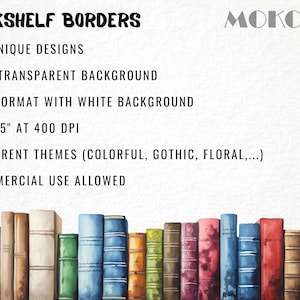 Watercolor Book Borders - 62 Clipart Bundle, DIY Library Graphics ...