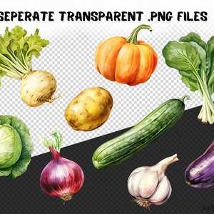 Vegetables Clipart, Set of 101, Watercolor Greens Clip Art, Veggies Png ...