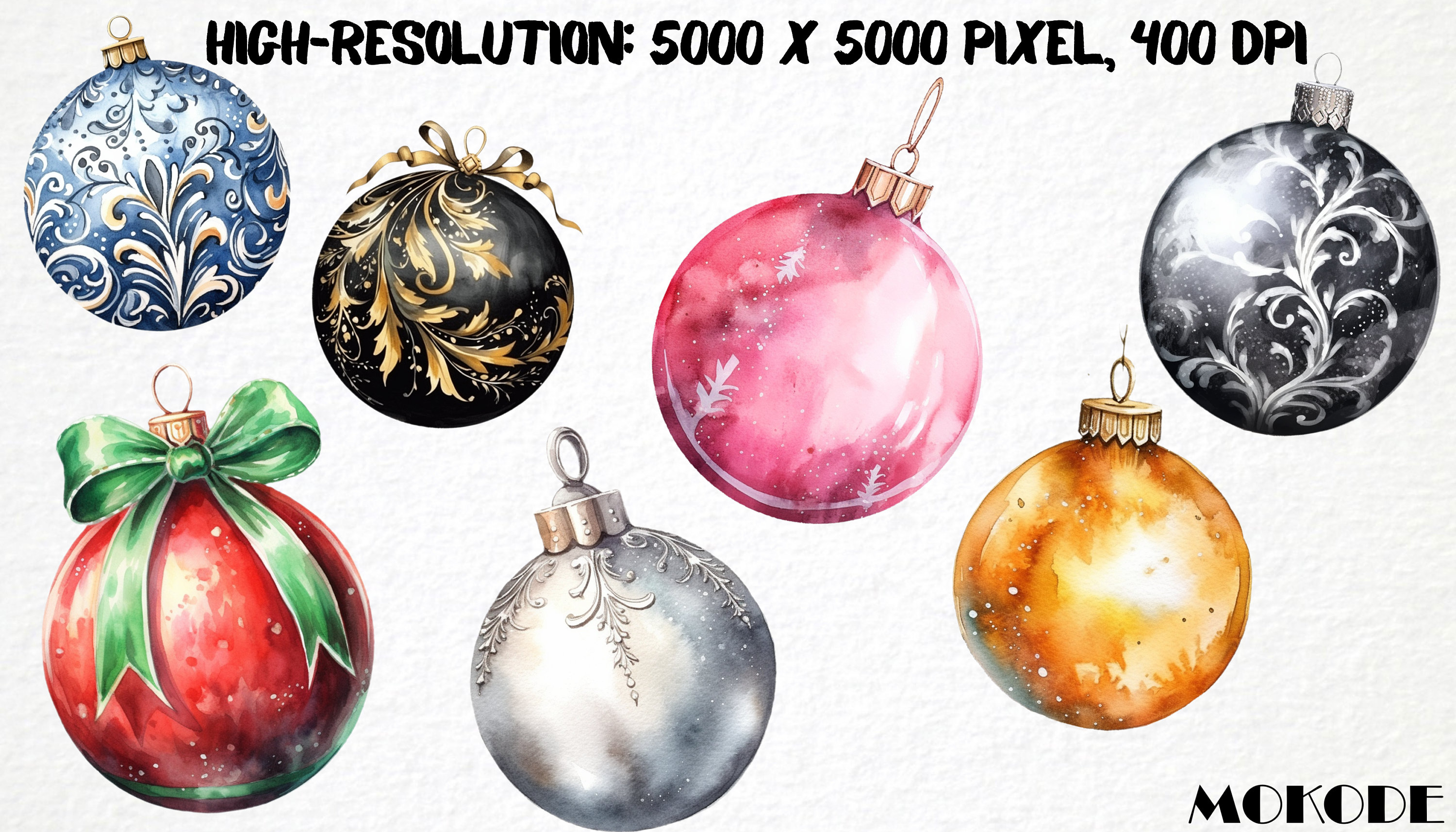 Christmas Balls Clipart Festive Holiday Ornaments Png, Set of 60 ...