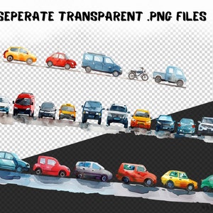 Watercolor Traffic Border Clipart, Car Graphics (7 PNG) - Etsy