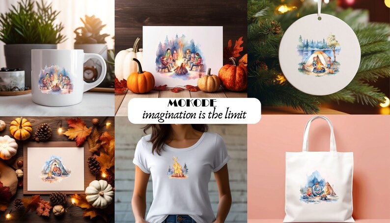 Watercolor Campfire With Family Clipart Set of 20 Watercolor - Etsy