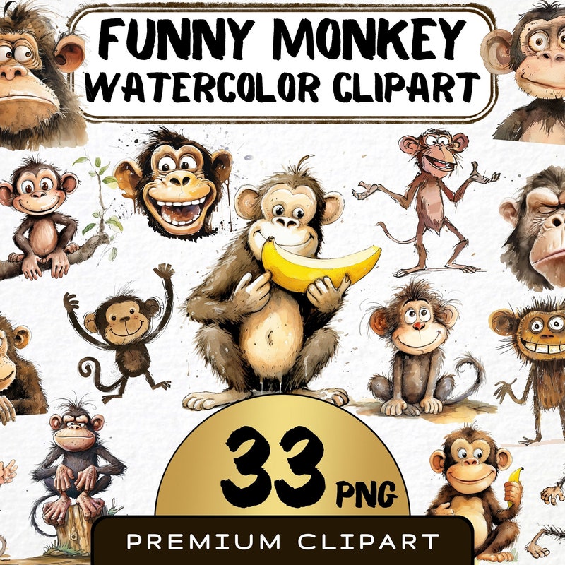 Monkey Clipart - Etsy