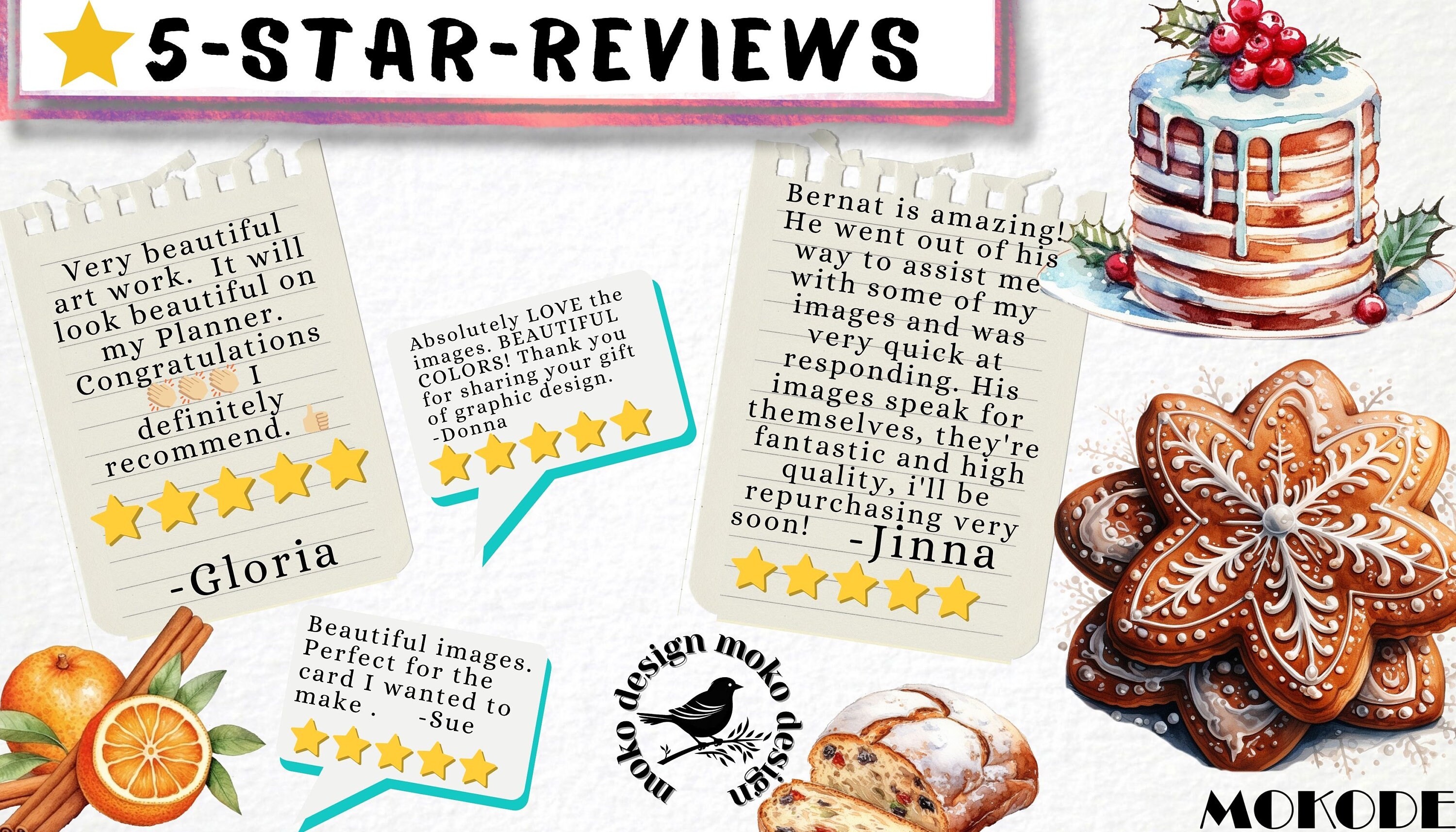 Watercolor Christmas Dessert Clipart, Baking PNG Set (digital Download ...