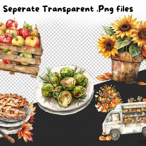 Watercolor Autumn Market Clipart 51 Png, Fall Food Truck, Pumpkin ...