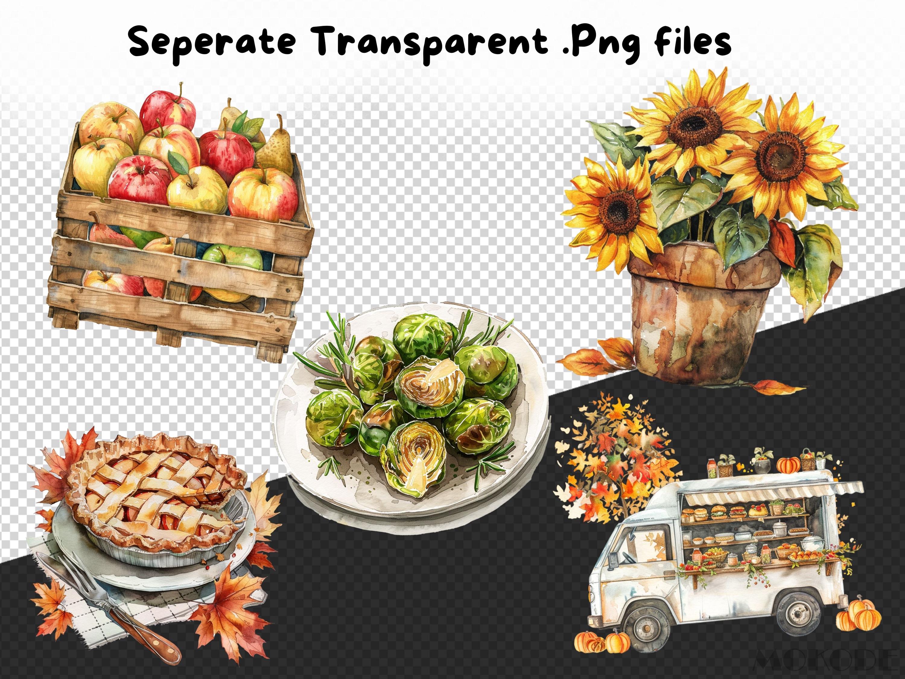 Watercolor Autumn Market Clipart 51 Png, Fall Food Truck, Pumpkin ...