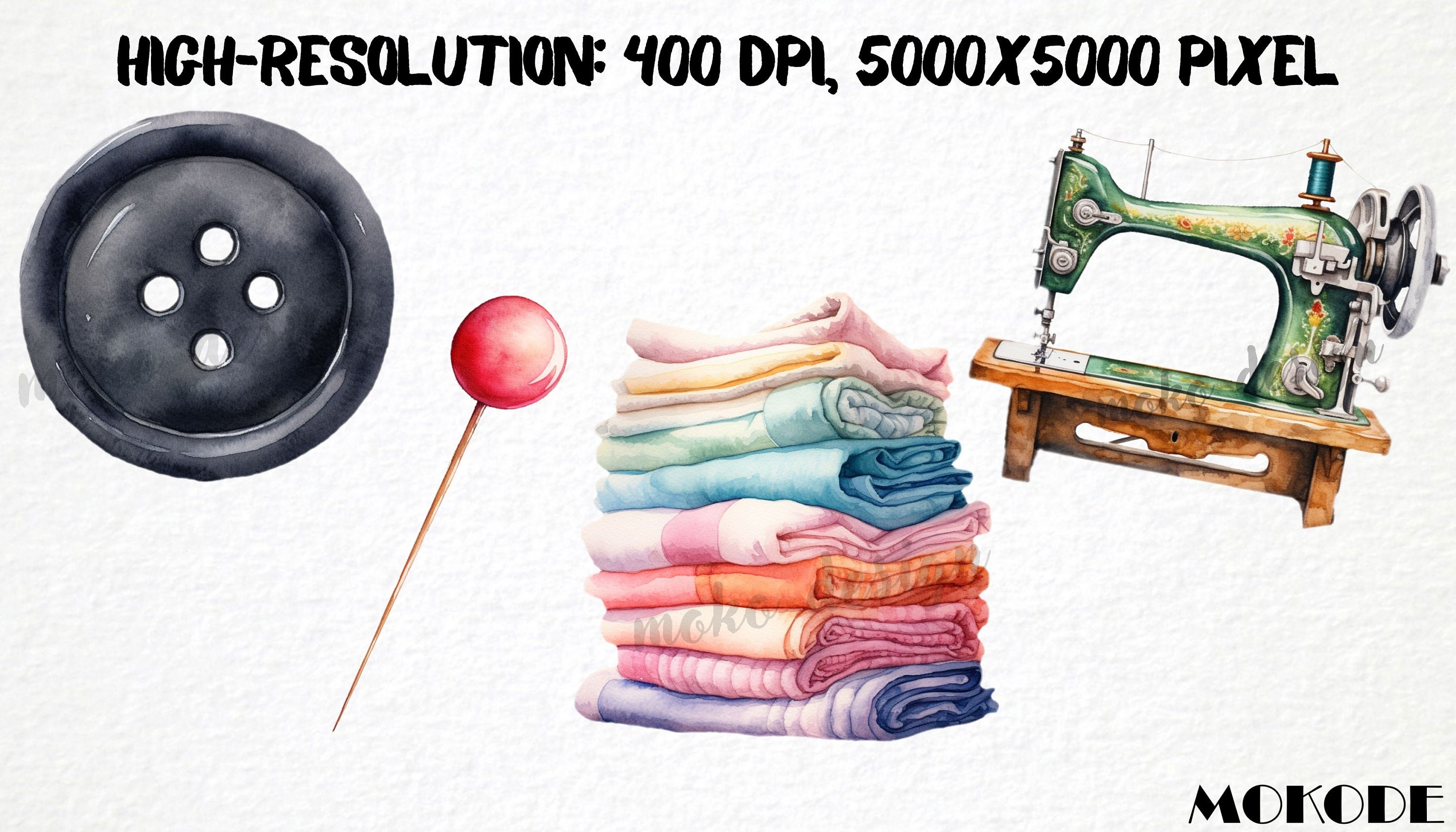 Watercolor Sewing Utensils Clipart, Set of 40, Craft Room Essentials ...