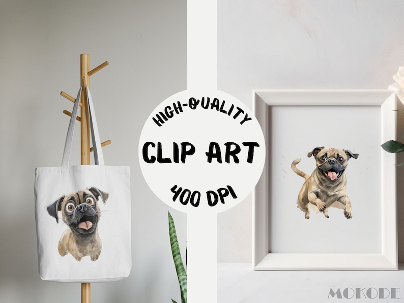 Funny Pug Watercolor Clipart, Caricature Dogs (digital Download) - Etsy