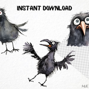Funny Crows Clipart 14 Png, Cute Caricature Birds, Silly Raven ...