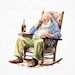 Funny Rocking Chair Grandpa Clipart 21 Png, Caricature Old Man Sitting ...