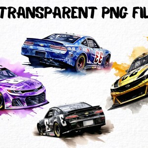 Nascar Watercolor Clipart, Set of 33, Racecar Clipart Bundle, Car ...
