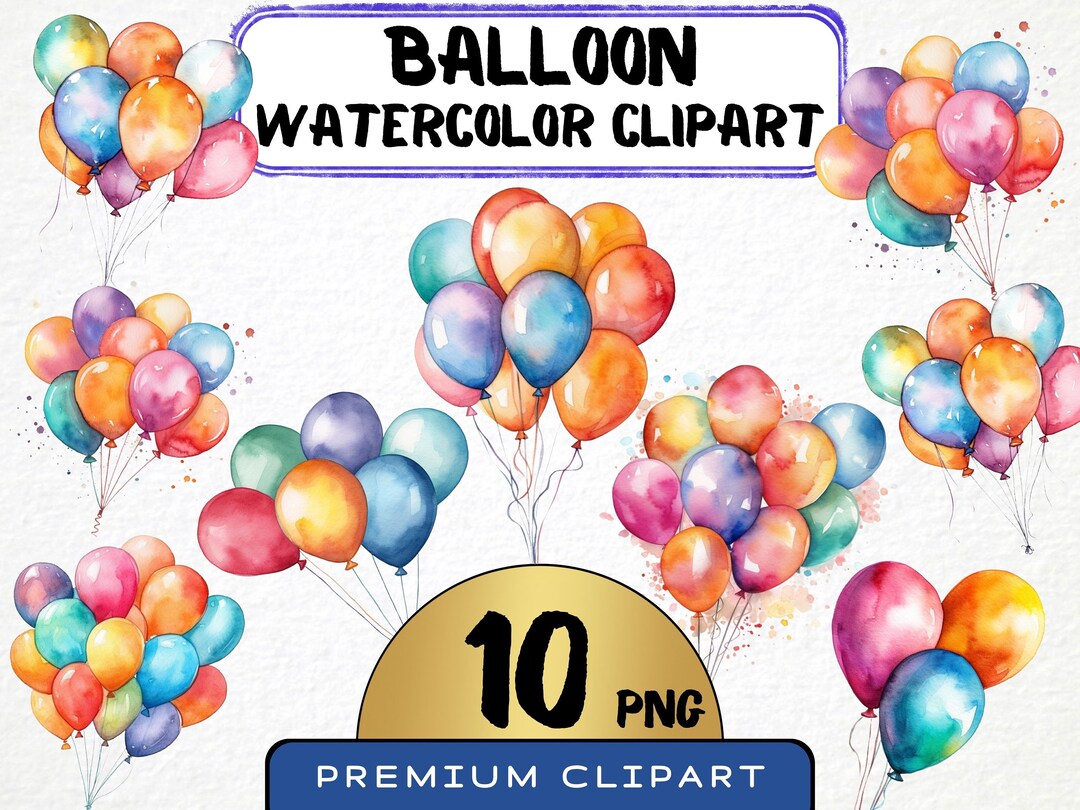 Watercolor Colorful Balloon Clipart 10 Png Happy Birthday Balloons ...