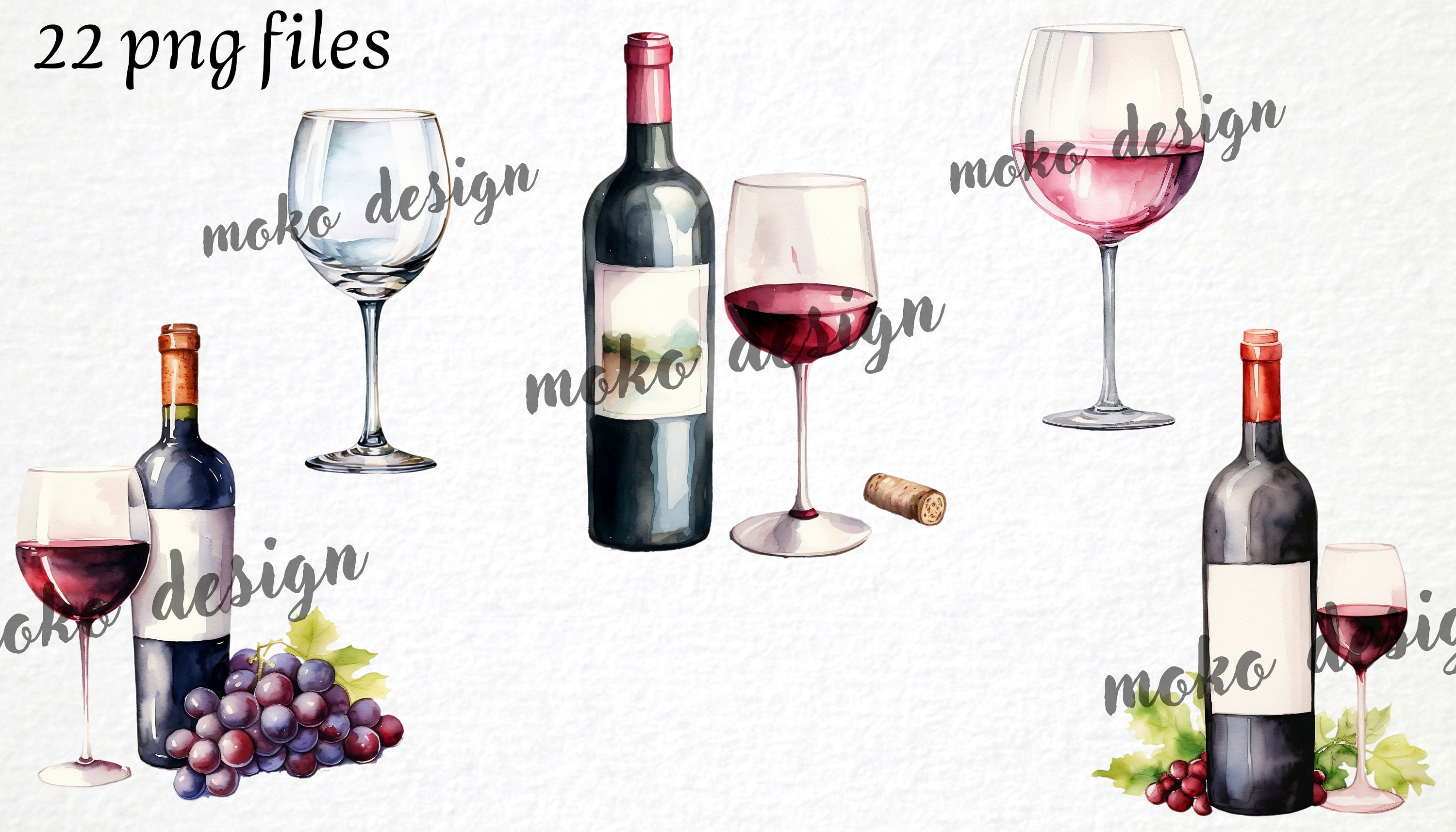 Watercolor Wine Clip Art Digital Png Winery Grapes Red Wine - Etsy