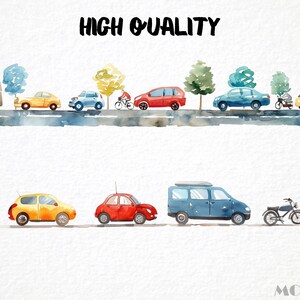 Watercolor Traffic Borders 7 Png Clipart Bundle, Car Graphics, Truck ...