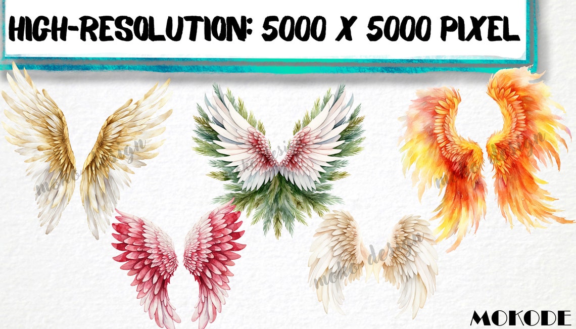 Angel Wings Clipart Set of 20 Feather Wings Png Spiritual - Etsy