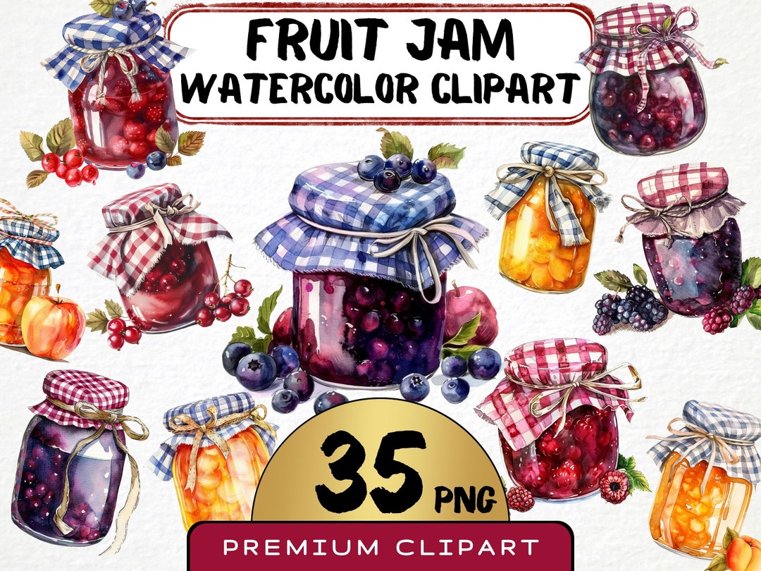Watercolor Homemade Fruit Jam Clipart 35 Png, Breakfast Spread Graphics ...