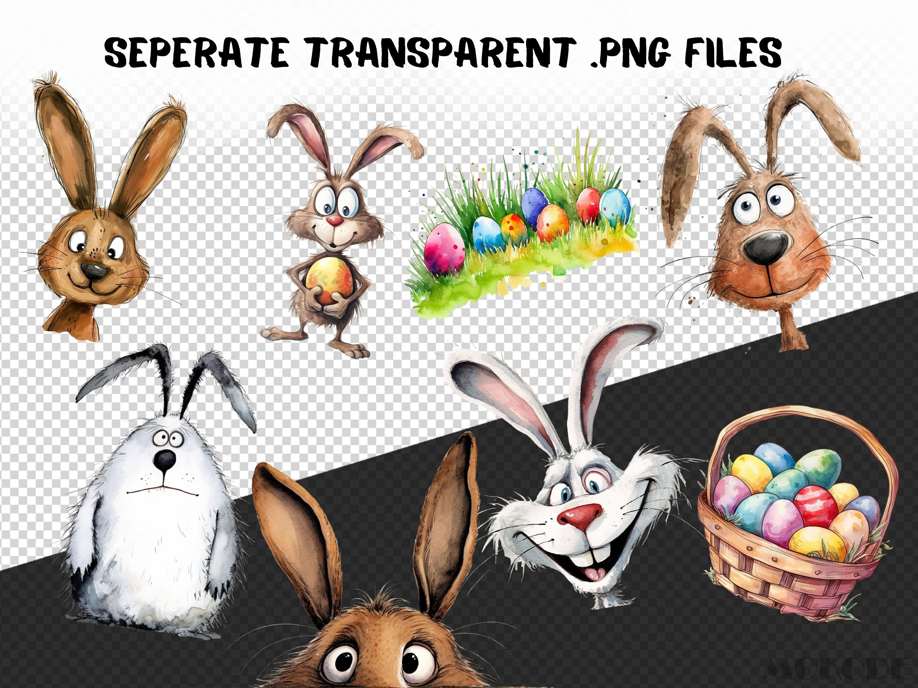 Funny Easter Bunny Clipart 33 Png, Cute Caricature Easter Egg, Quirky ...