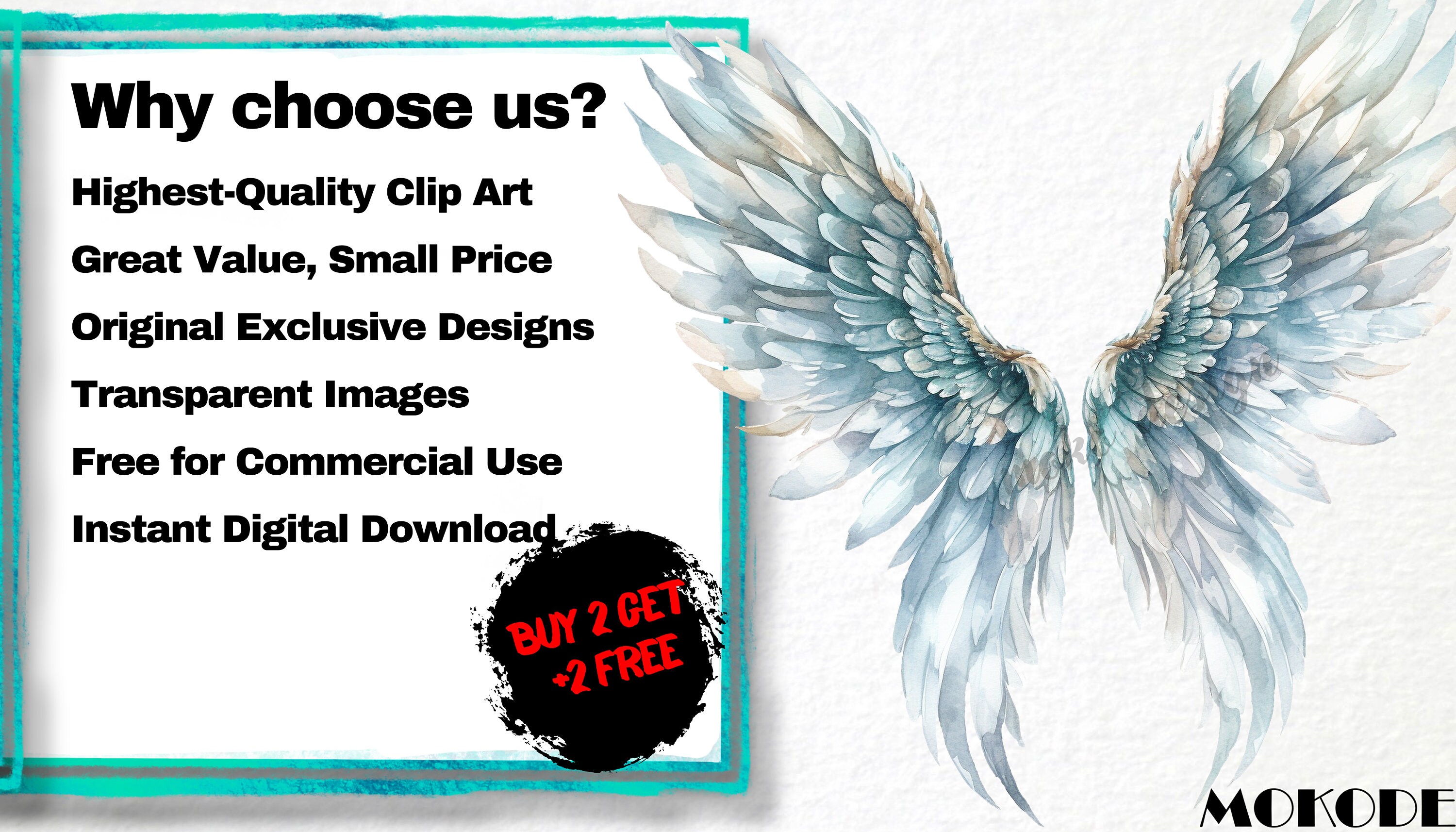 Angel Wings Clipart Set, Watercolor Feather Wings (20 PNG) - Etsy
