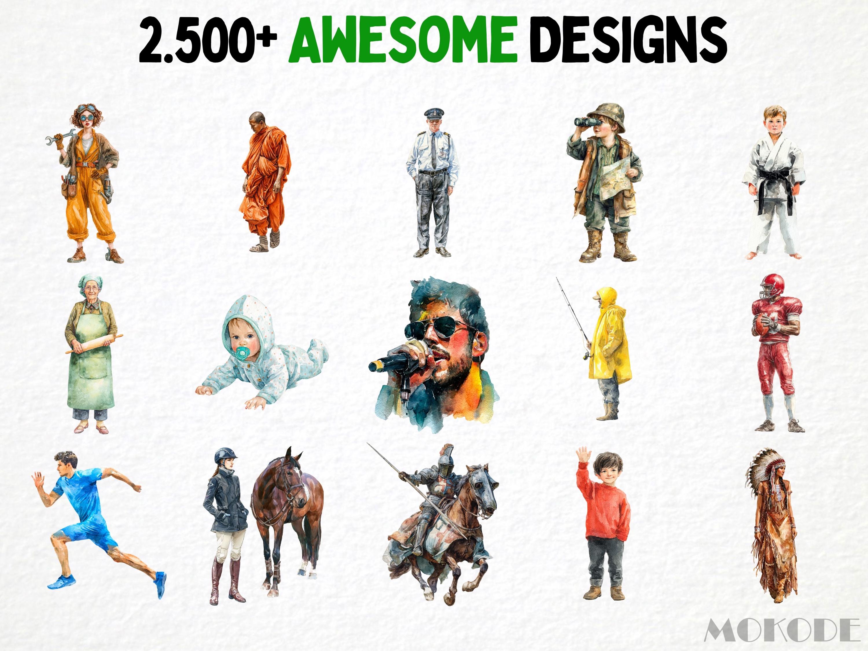 People & Places Clipart Megabundle, Watercolor Jobs 2500+ PNG Graphics ...
