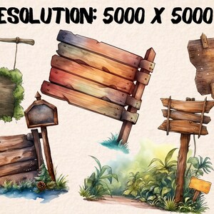 Watercolor Wooden Sign Clipart, Rustic Wood Frames (40 PNG) - Etsy