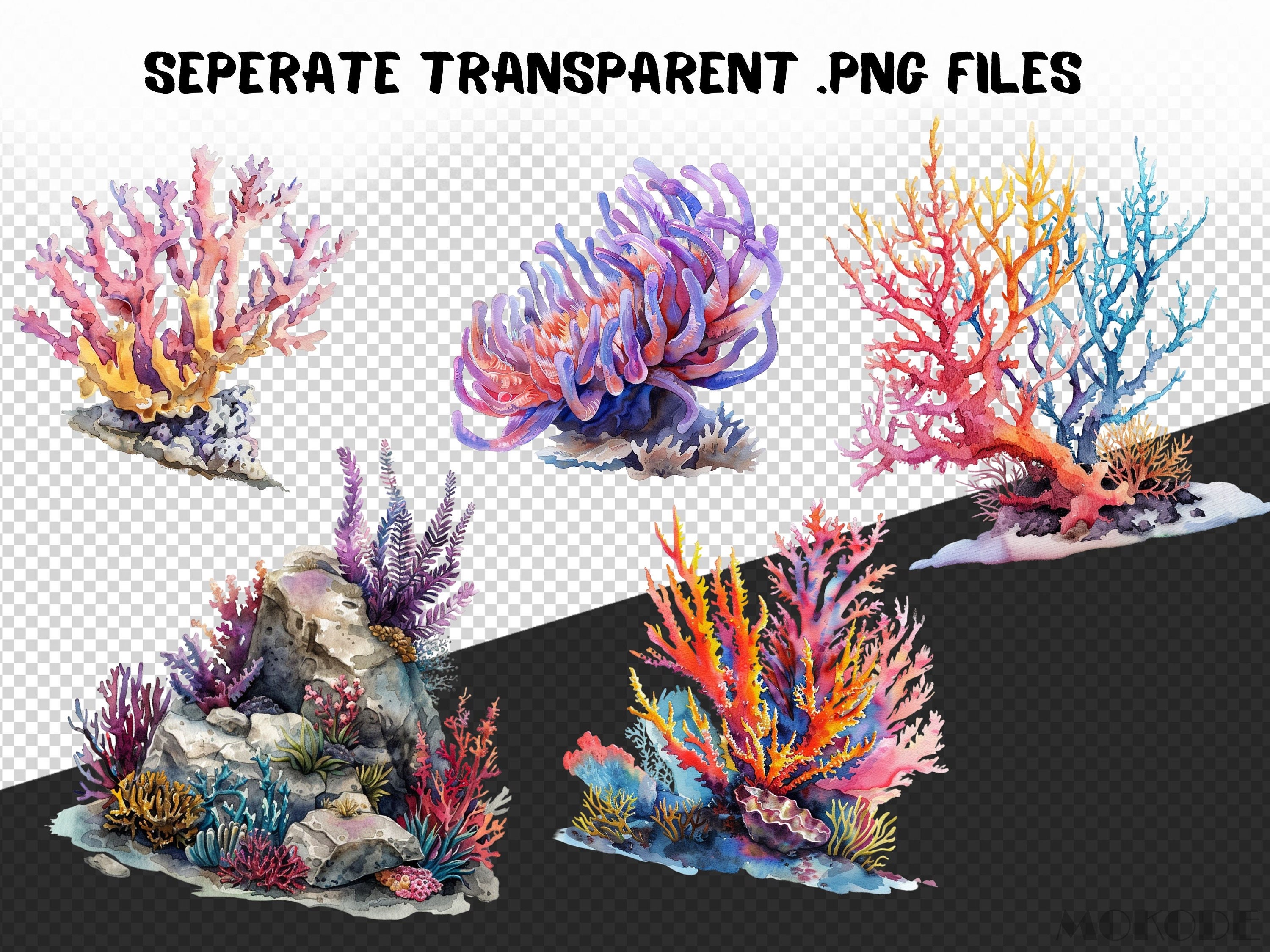 Watercolor Coral Reef Clipart 65 Png, Tropical Ocean, Summer Png ...