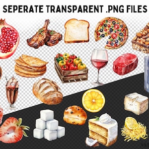 Watercolor Food Clipart Megabundle, 2500+ PNG Graphics (digital Prints ...