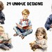 Kids Reading Watercolor Clipart, Nursery Bookworm PNG Set - Etsy