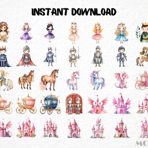 Watercolor Princess Clipart 138 Pink Princess Nursery, Medieval Royal ...