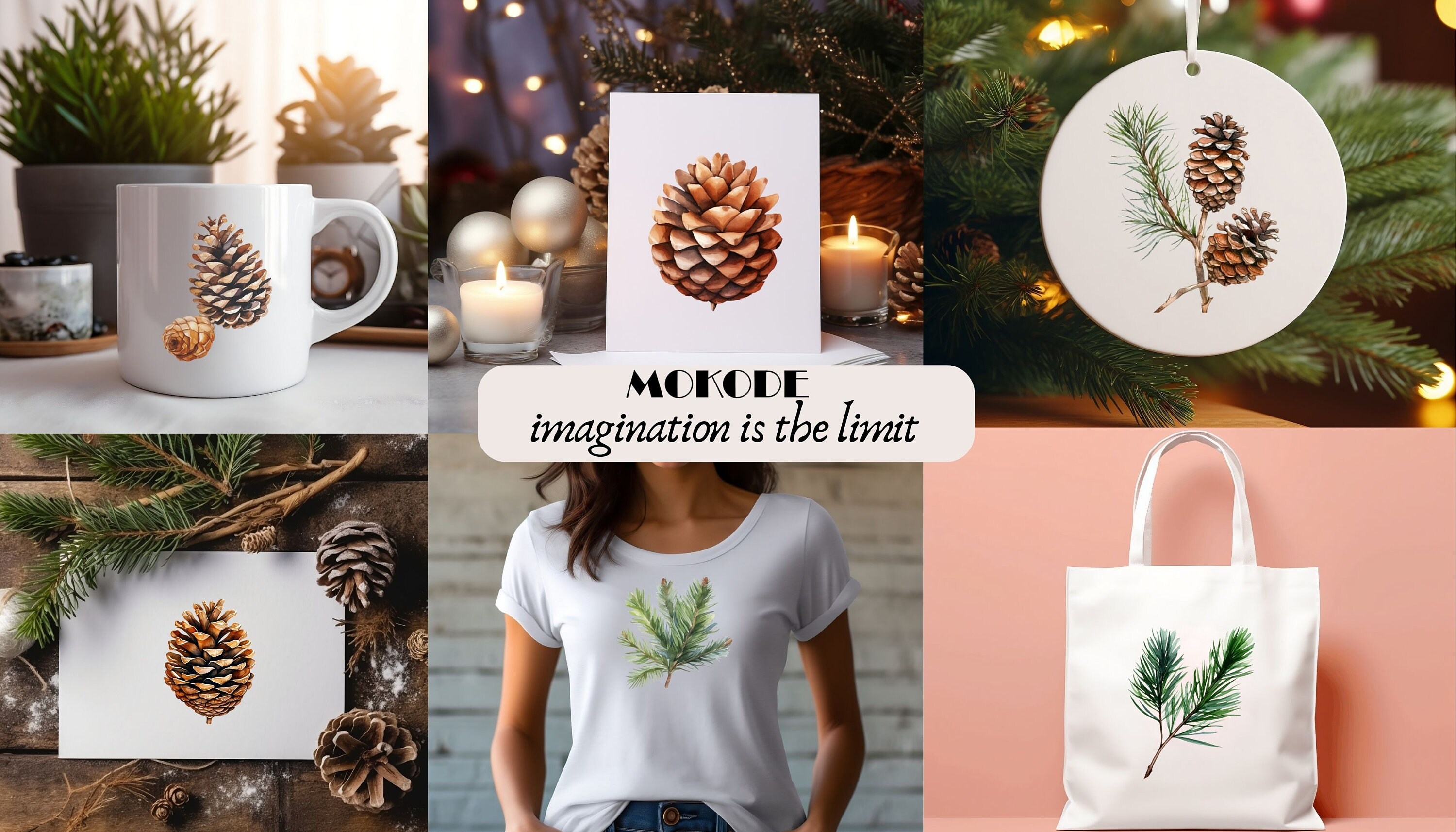 Watercolor Pine Cone Clipart, Set of 27, Christmas Decoration Clipart ...