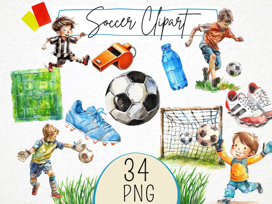 Soccer Clipart Png, Watercolor Soccer Match, Football Illustration ...