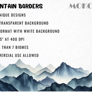 Watercolor Mountain Borders - 65 Clipart Bundle, DIY Nature Graphics ...