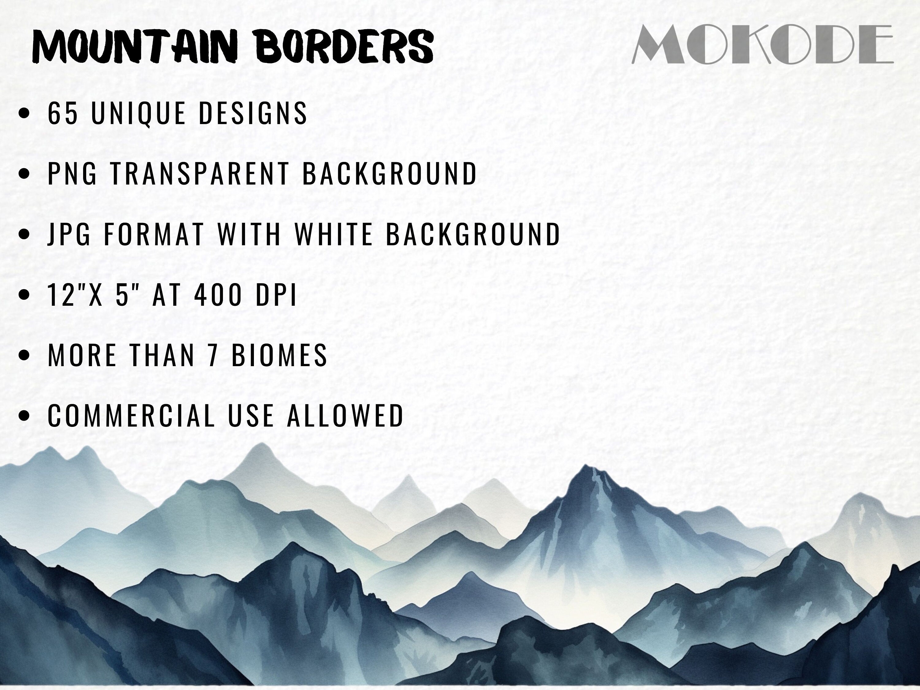 Watercolor Mountain Borders Clipart – 65 Nature Graphics (digital ...