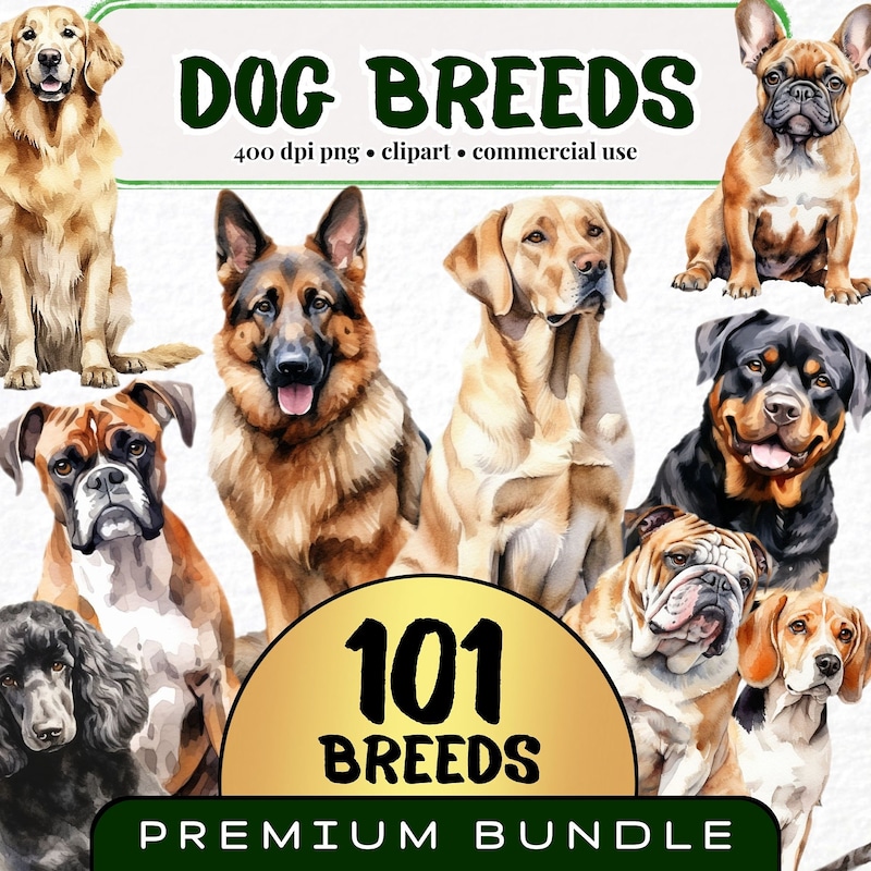 Watercolor Dog Clipart - Etsy