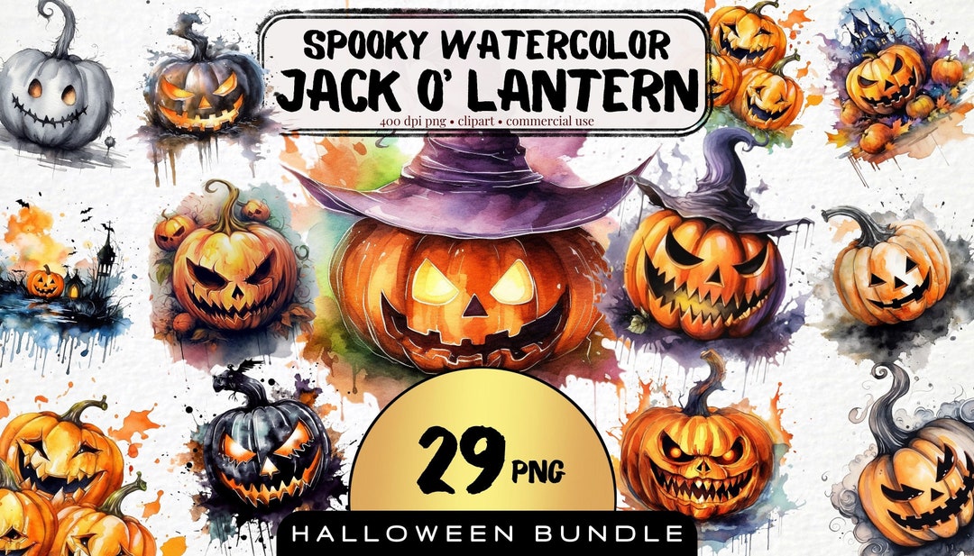 Halloween Pumpkin Clipart, Set of 29, Jack-o-lantern Clipart PNG ...
