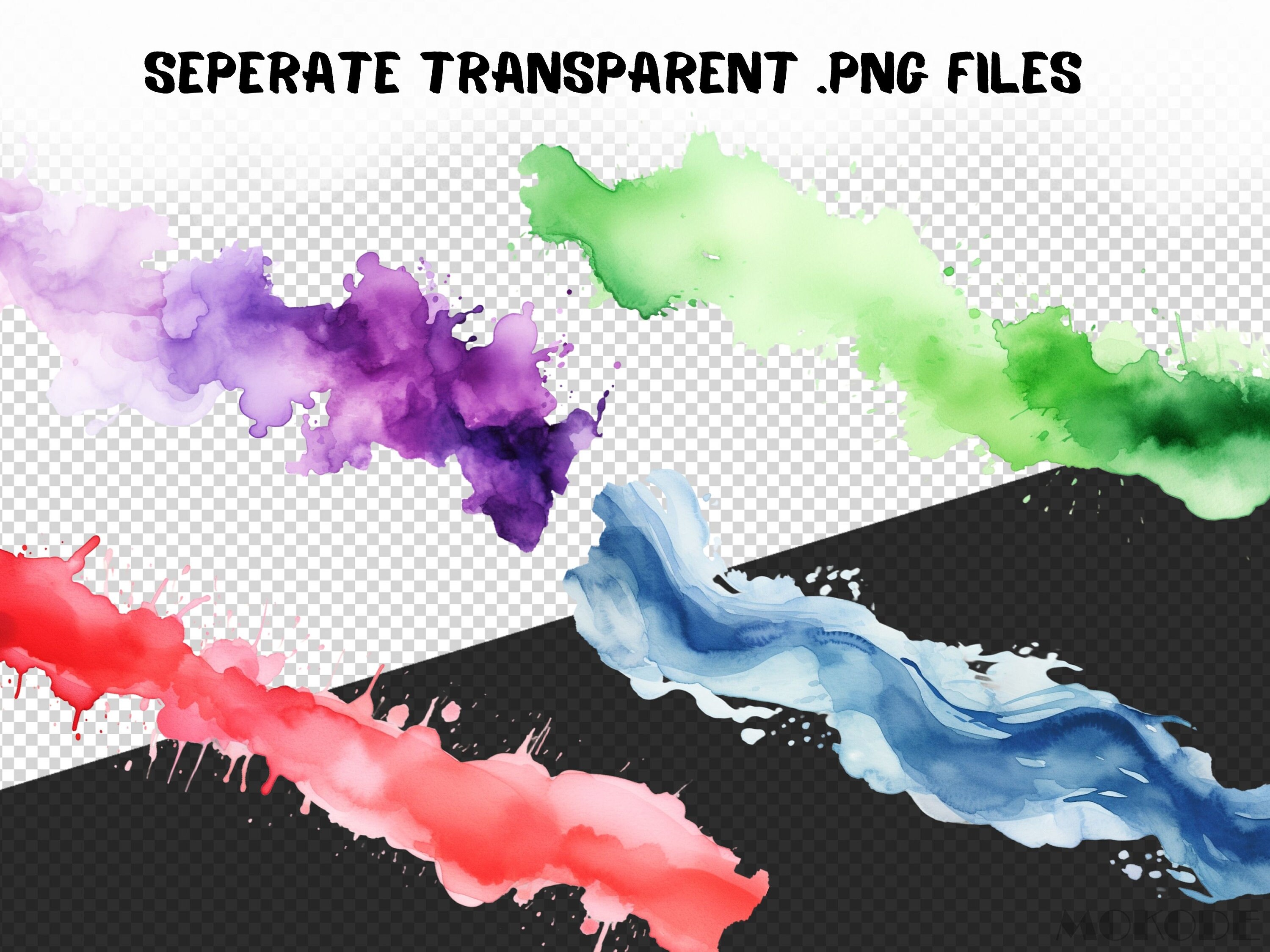 Watercolor Colour Splash Borders 17 Png Clipart Bundle, DIY Abstract ...