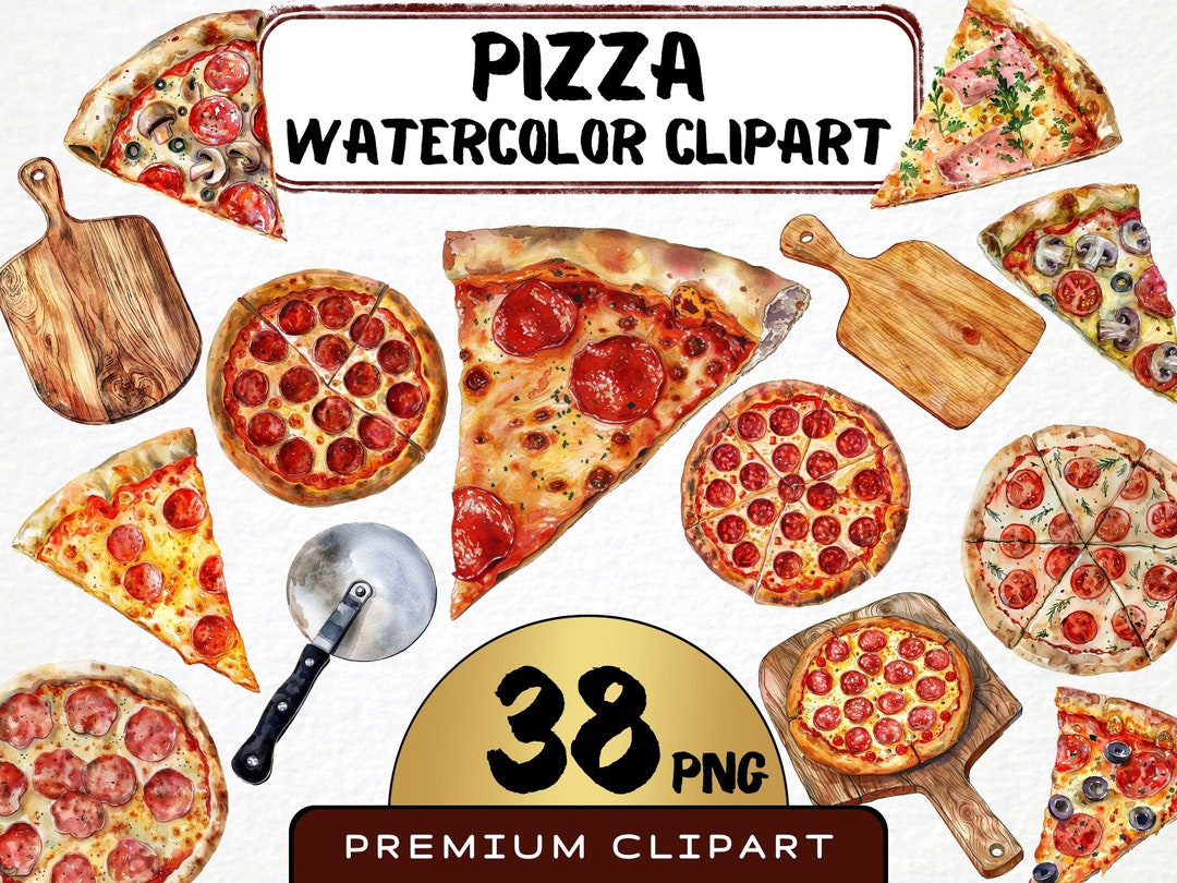 Watercolor Pizza Clipart 38 Png, Pizza Party Graphics, Pizzeria ...