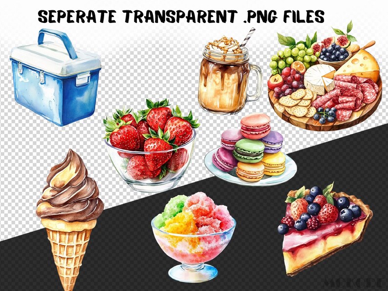 Watercolor Summer Food Clipart, BBQ, Fruits (51 PNG), Commercial Use - Etsy