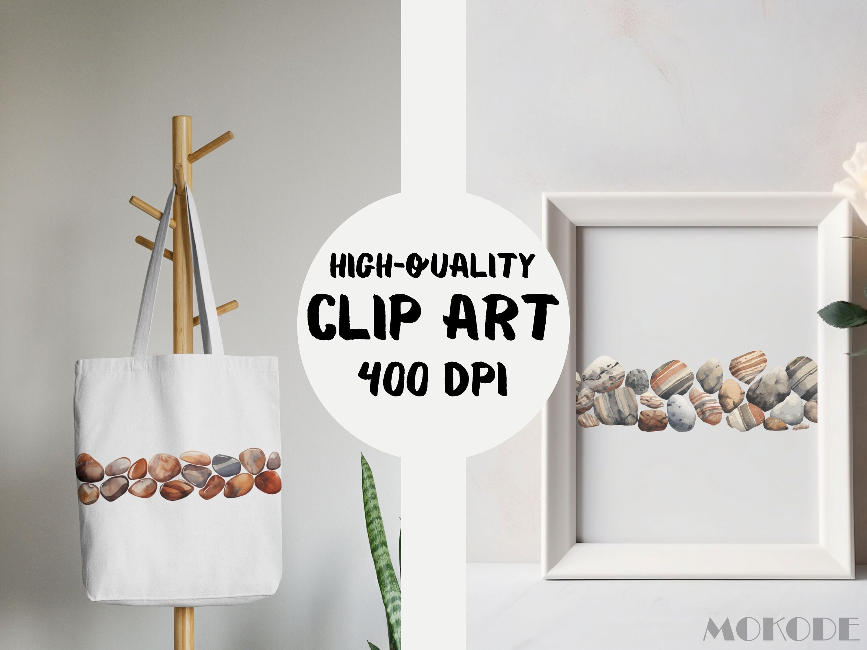 Watercolor Rock Borders - 56 Clipart Bundle, DIY Stone Graphics ...
