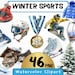 Winter Sport Clipart 46 PNG, Ski and Snowboard Watercolor Illustration ...